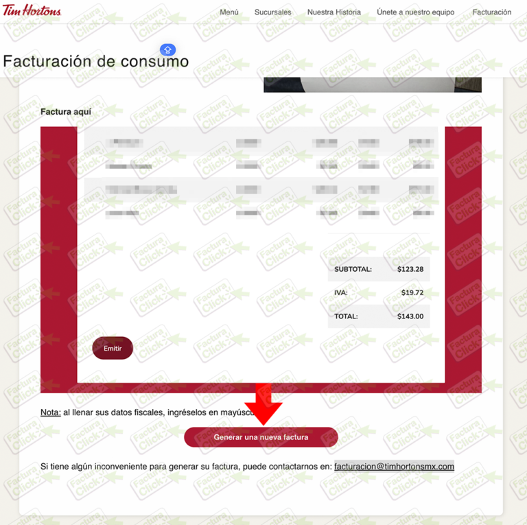 Tim Hortons Facturación | CFDI 4.0 | Factura Click